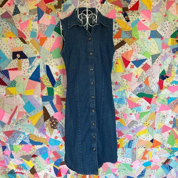 Basic Editions | Dresses | Vintage Cottage Core Denim Dress 9s 990s ...